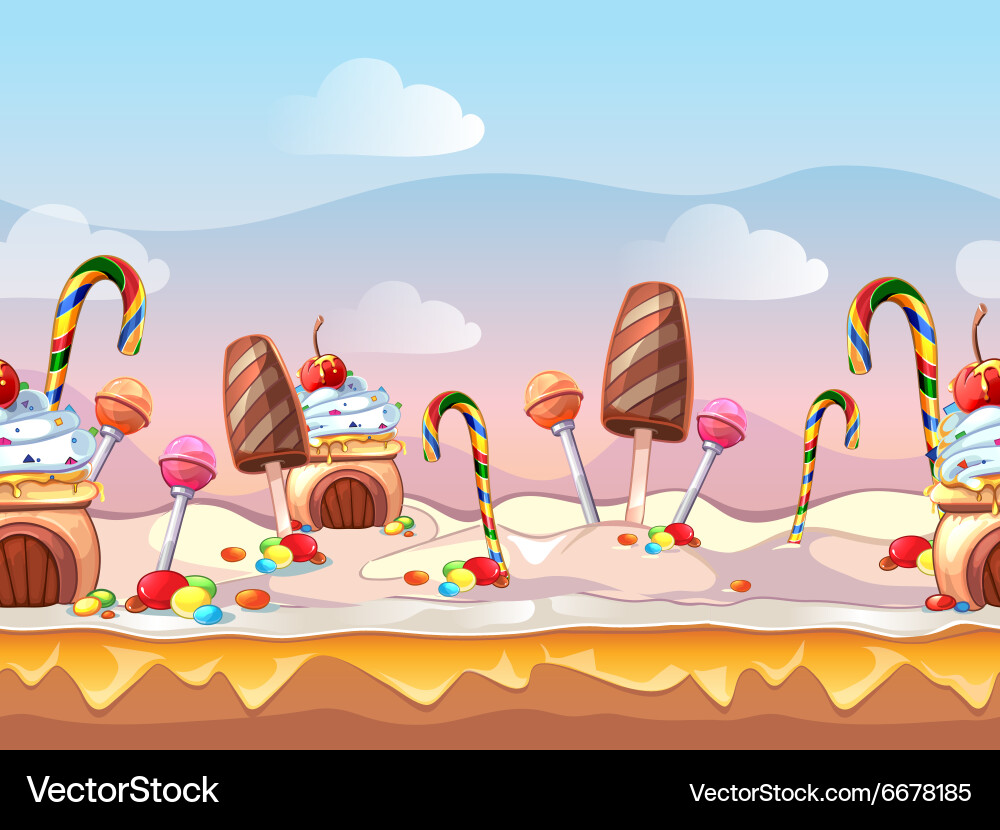 Cartoon fairy tale candy seamless Royalty Free Vector Image