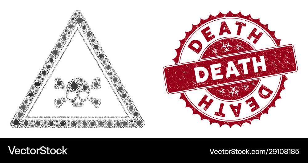 Coronavirus mosaic skull death triangle icon Vector Image
