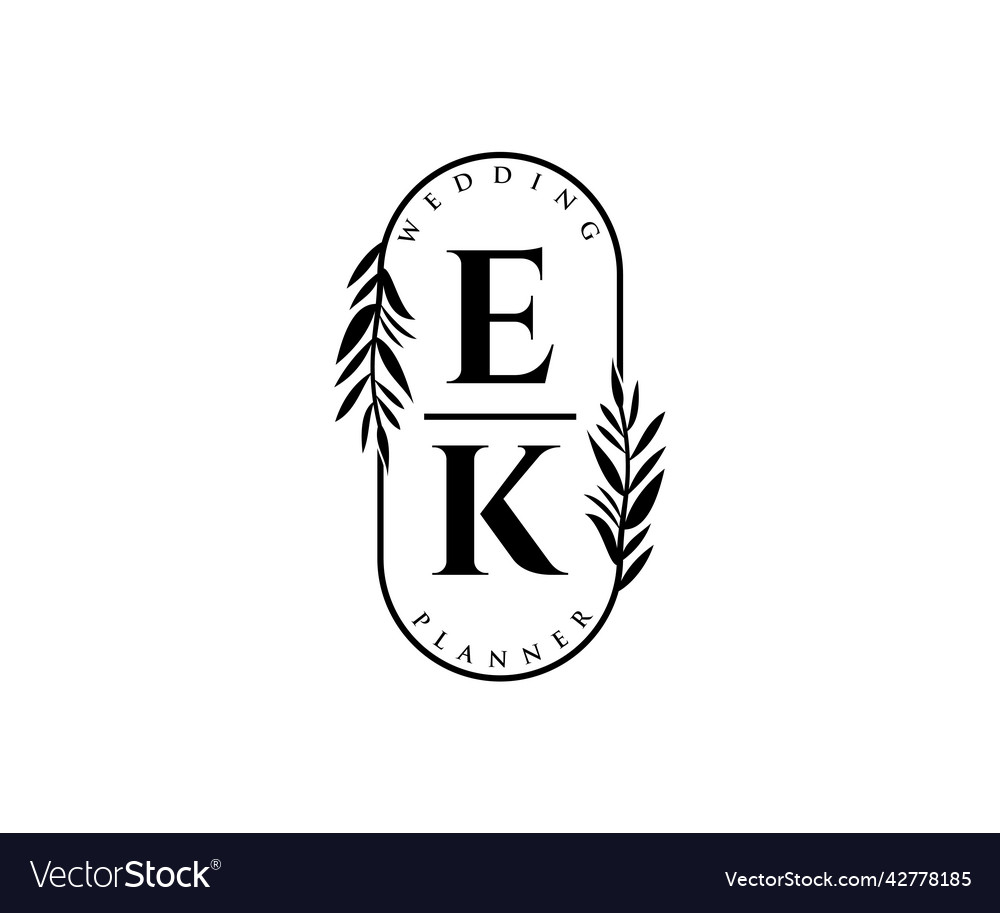 Ek initials letter wedding monogram logos Vector Image