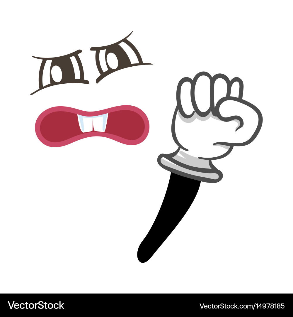 Fury smiley face with fist gesture Royalty Free Vector Image