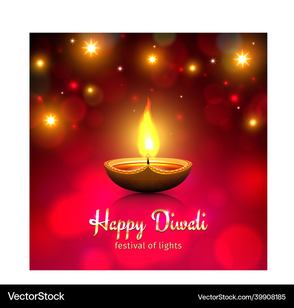 Happy diwali festive card design template Vector Image