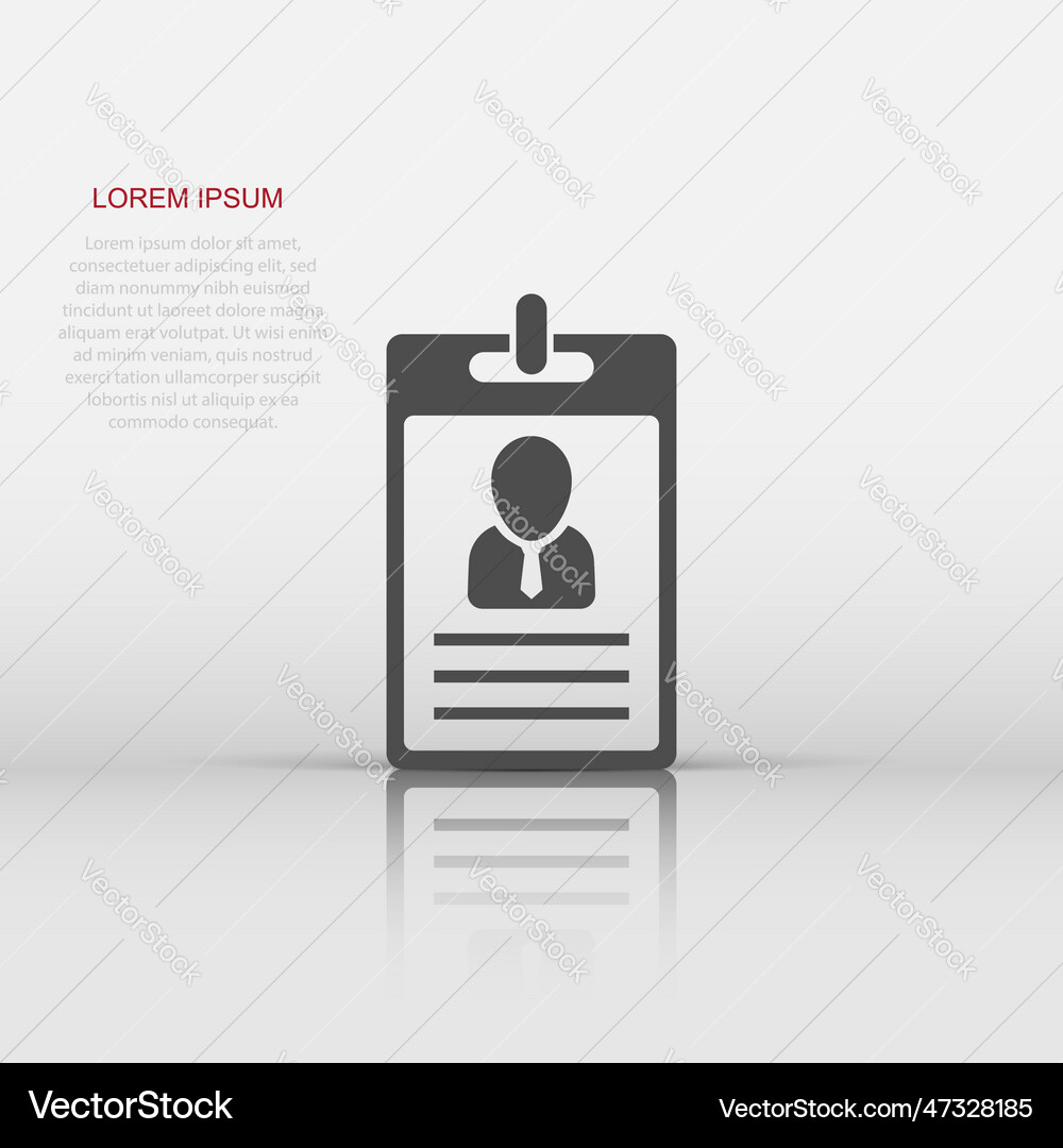 Id card icon in flat style identity tag on white Vector Image