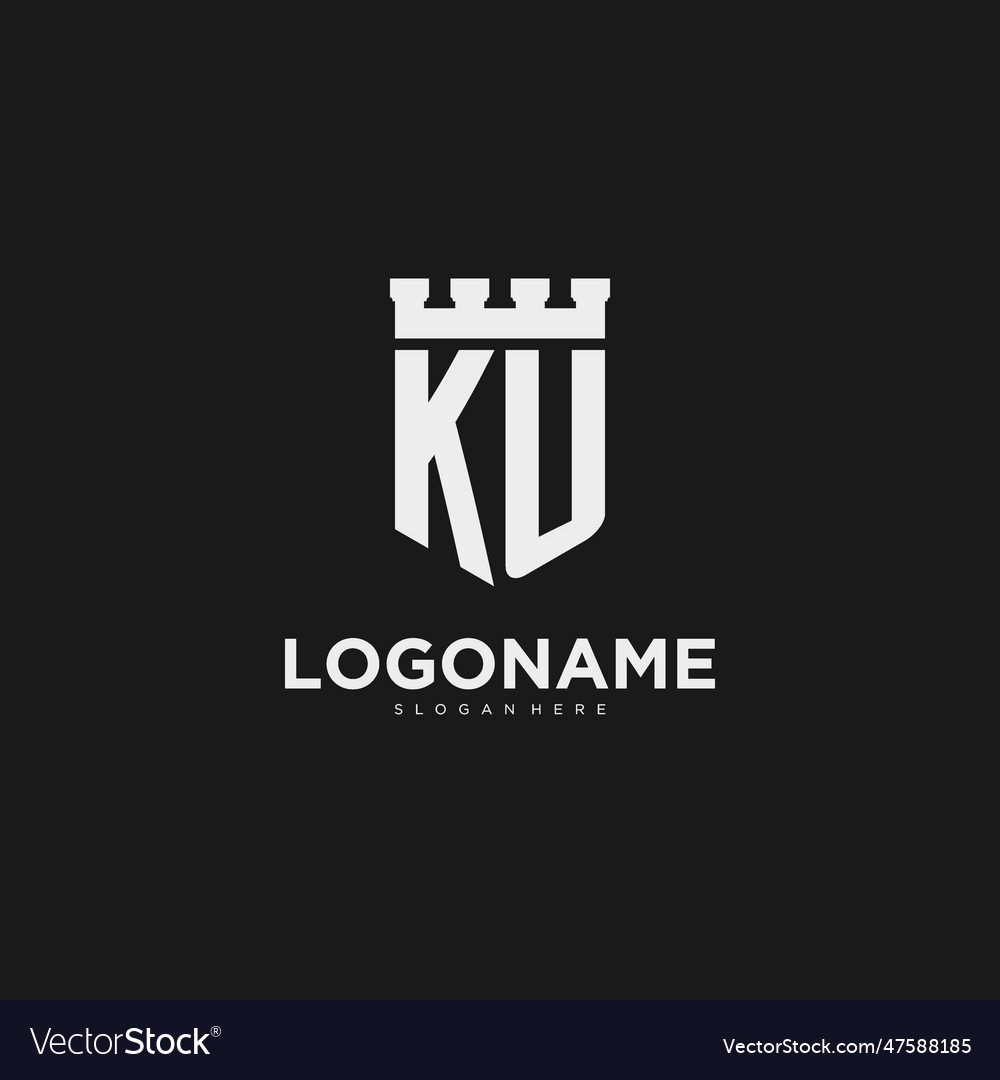 Initials ku logo monogram with shield Royalty Free Vector