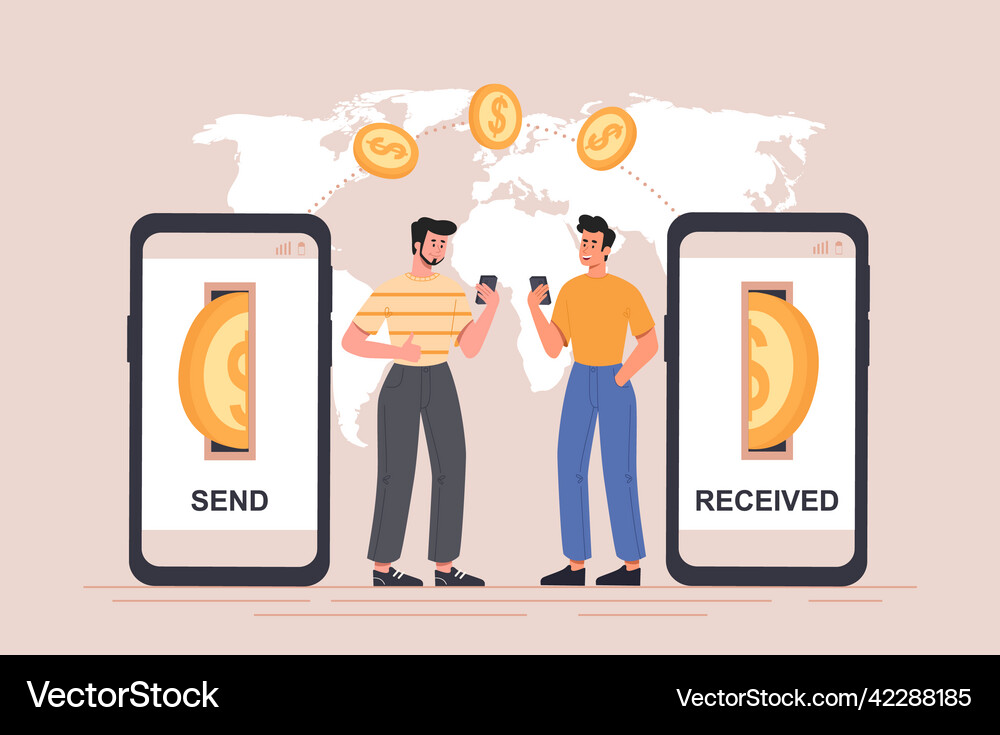 International money transaction concept Royalty Free Vector