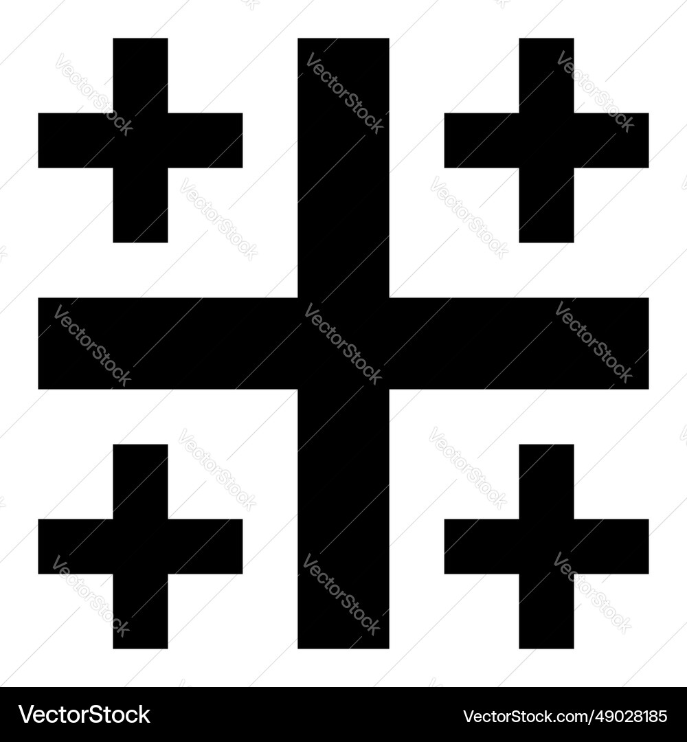 Jerusalem cross black and white silhouette Vector Image