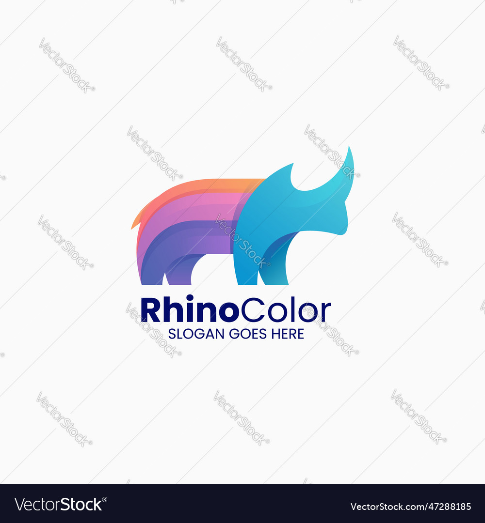 Logo rhino gradient colorful style Royalty Free Vector Image