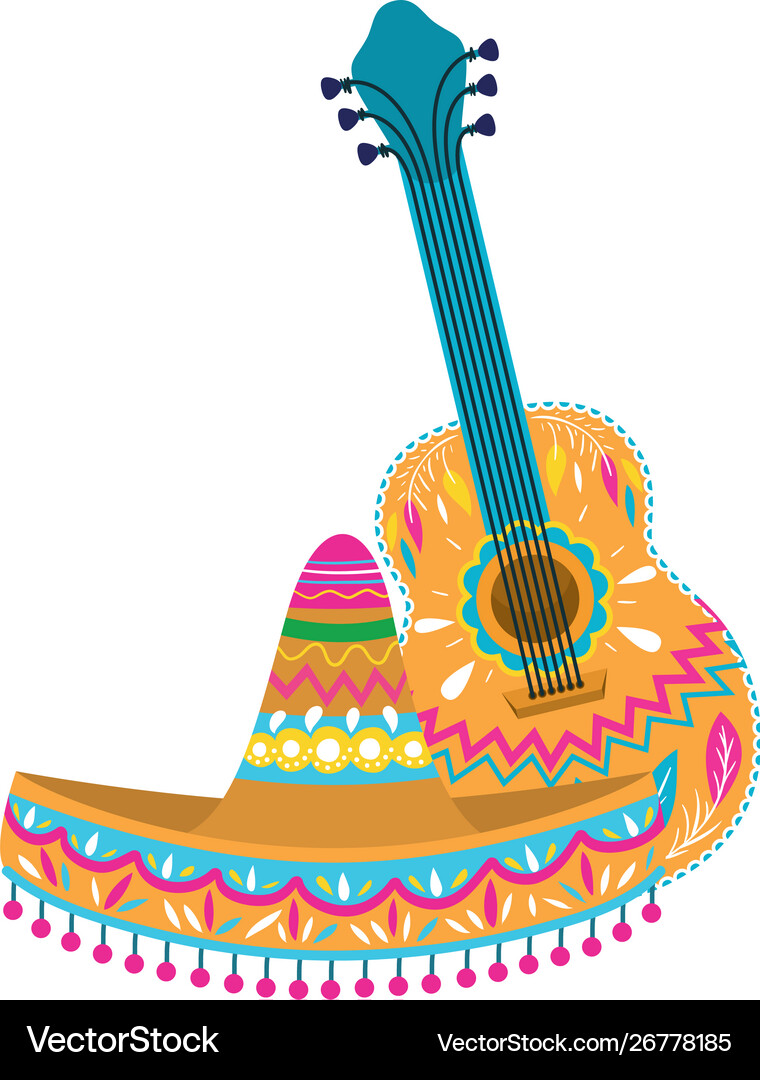 Mexican guitar isolated icon Royalty Free Vector Image
