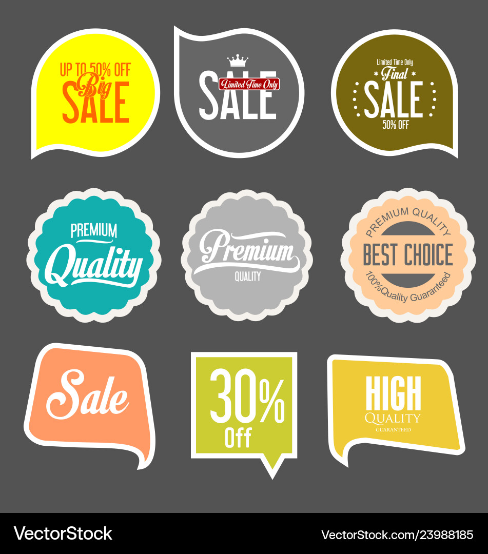 Modern sale stickers collection Royalty Free Vector Image