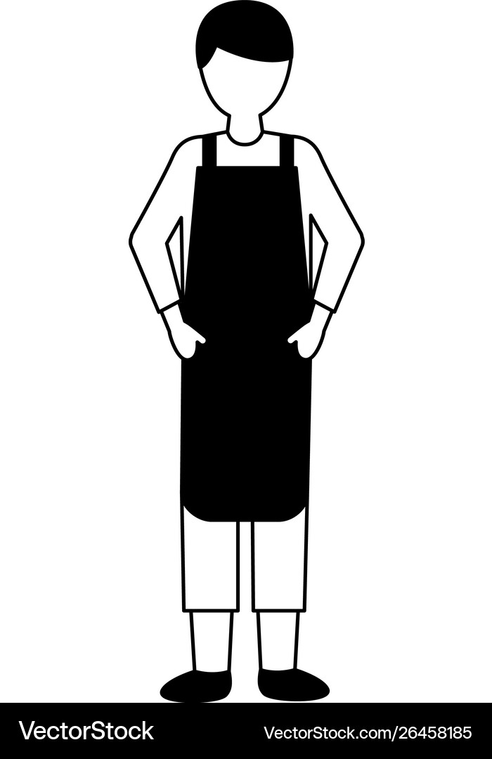 Seller man with apron on white background Vector Image