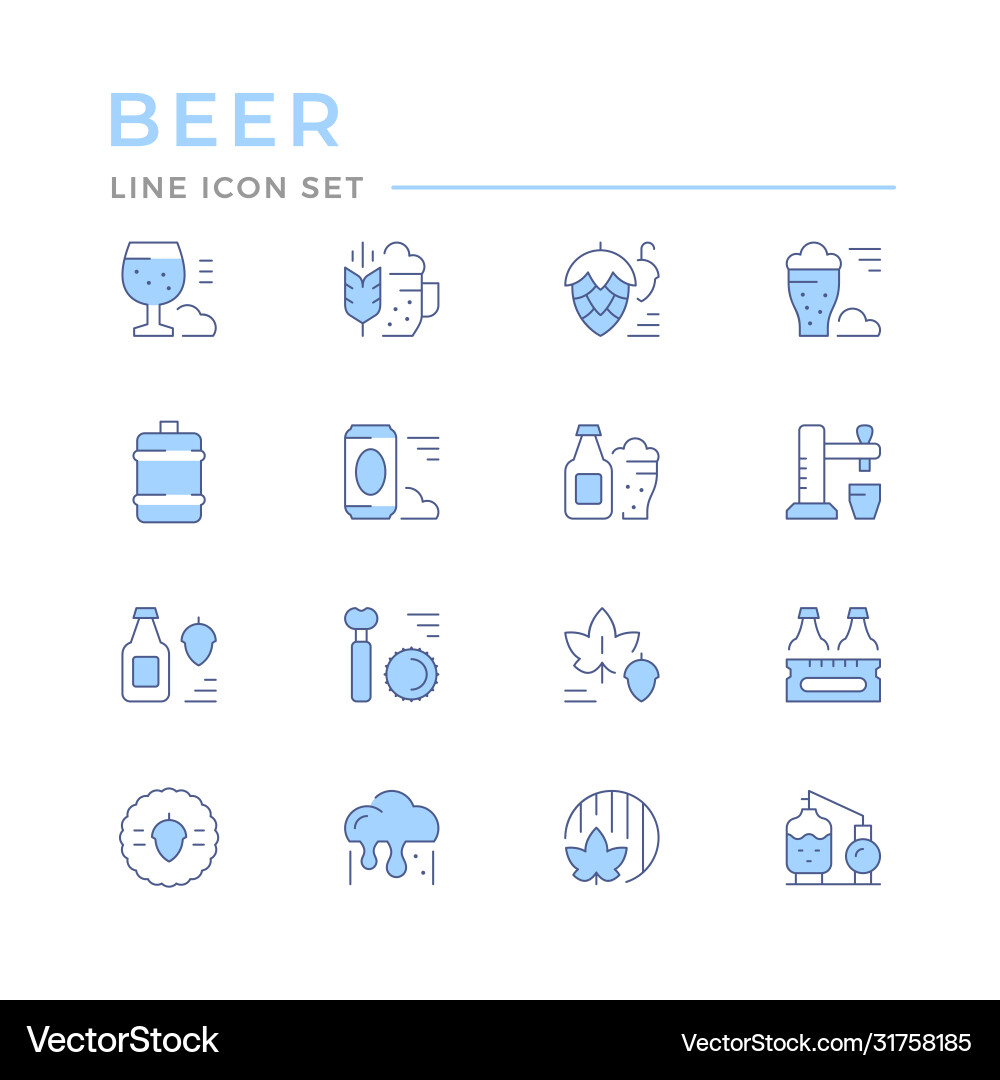 Set color line icons beer Royalty Free Vector Image