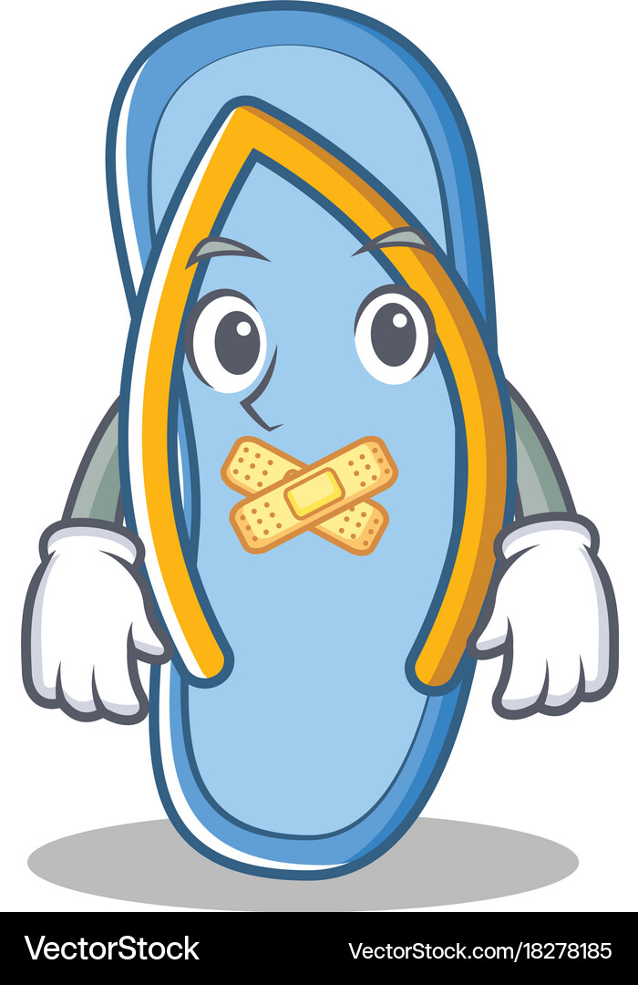 Silent flip flops character cartoon Royalty Free Vector