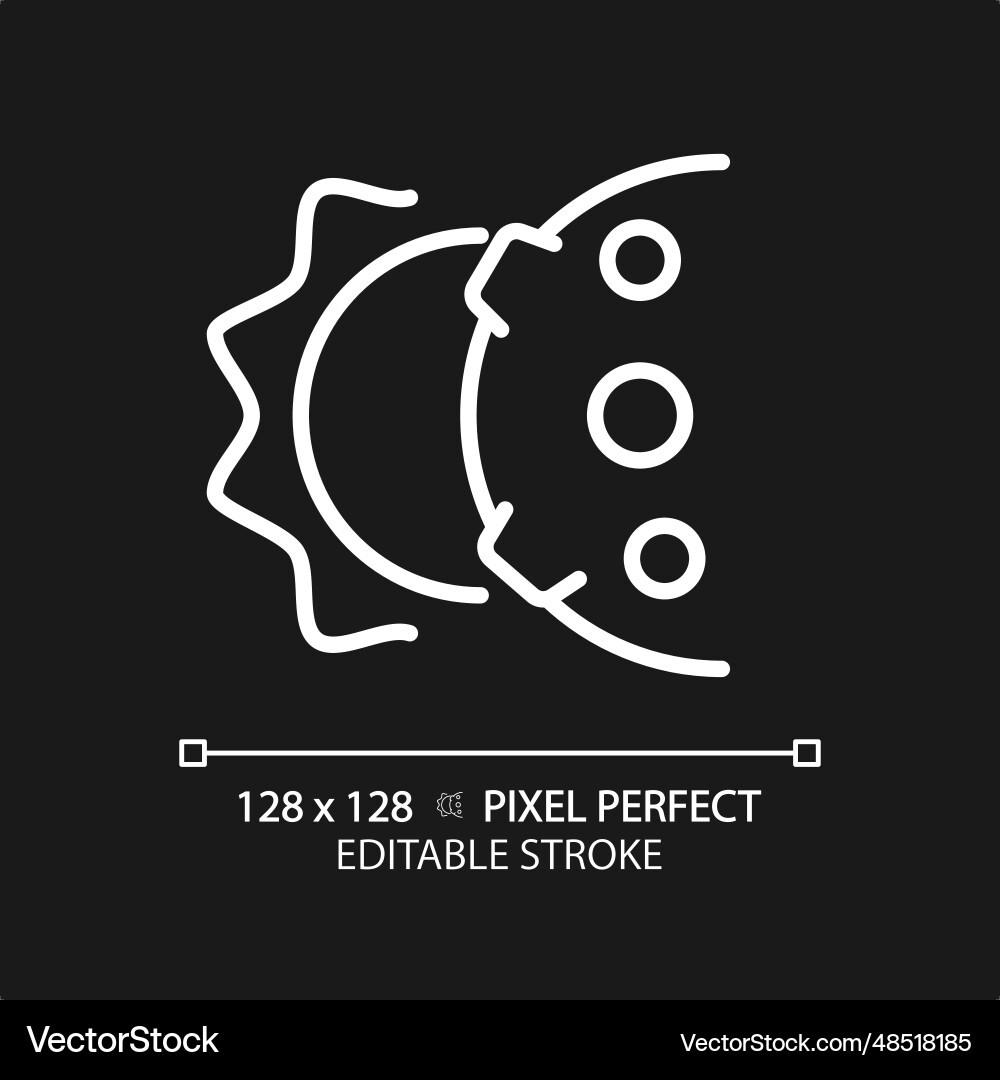 Solar eclipse pixel perfect white linear icon Vector Image