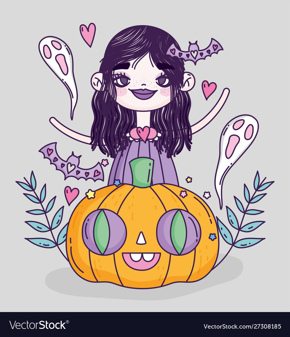 Witch girl trick or treat happy halloween Vector Image