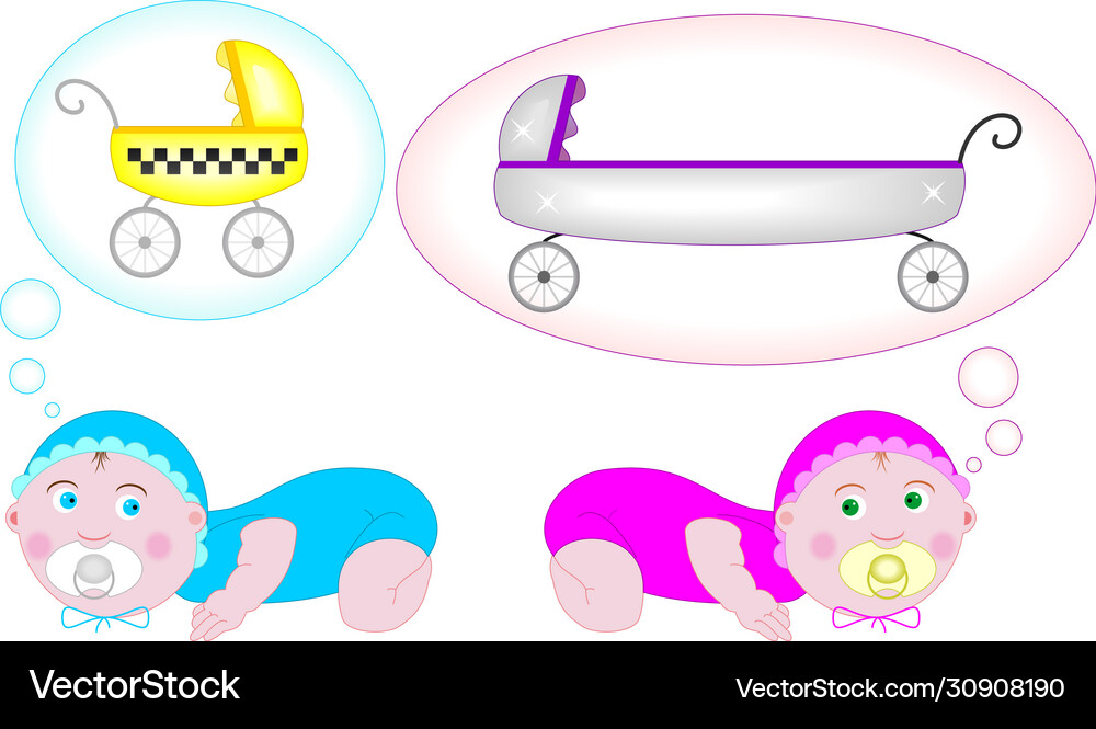 Babies thinking cars cartoon Royalty Free Vector Image