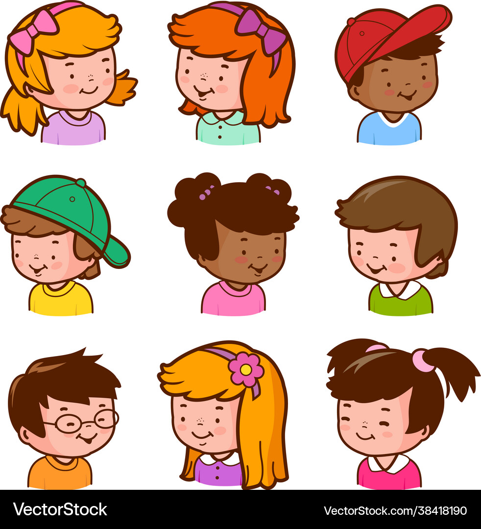 Children's Faces - Diverse Portrait Set Royalty Free Vector