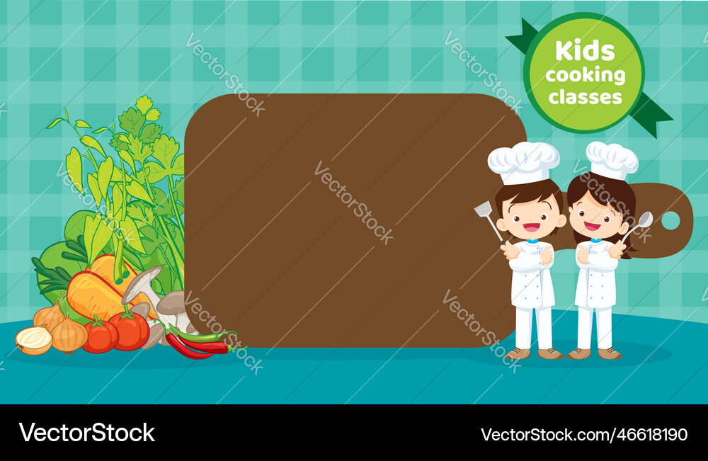 Cute little chef cooking meal menu 45 Royalty Free Vector
