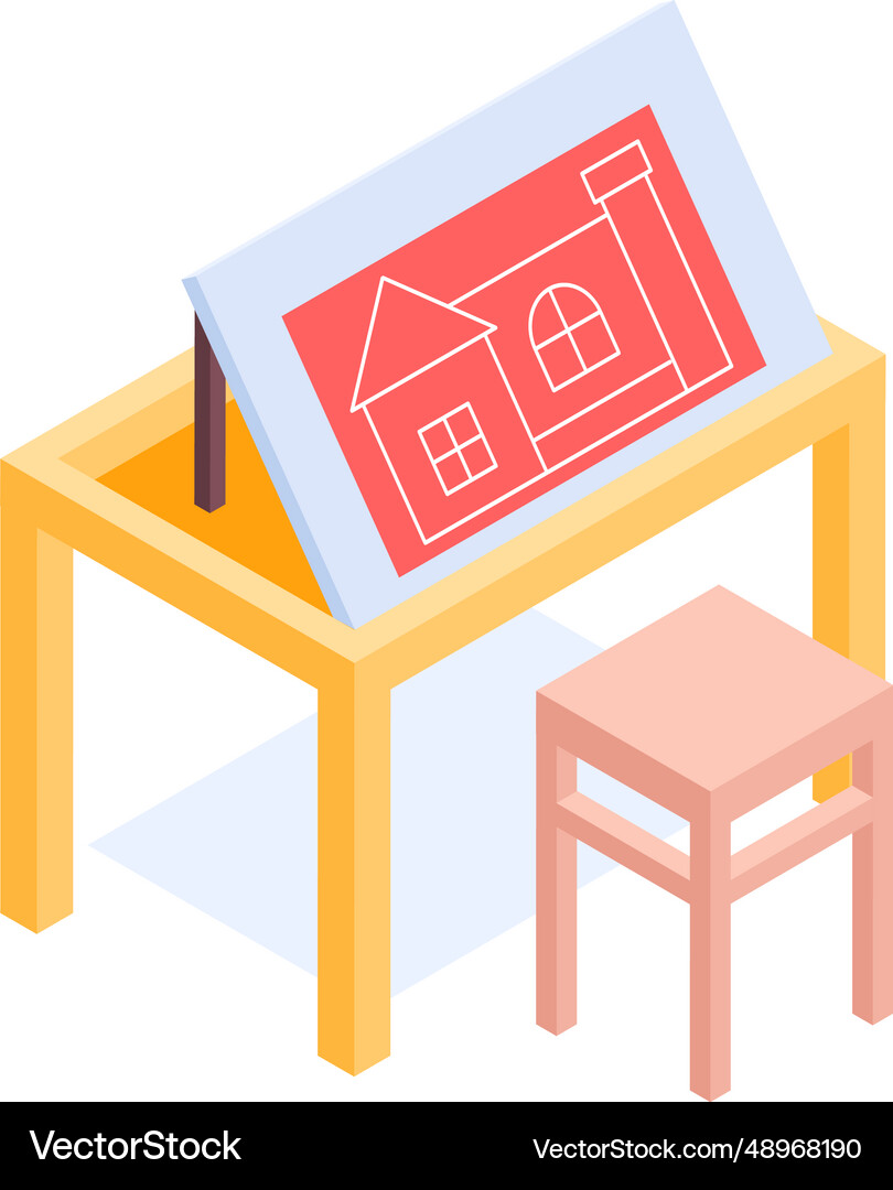 Easy to edit isometric icon of architect table Vector Image