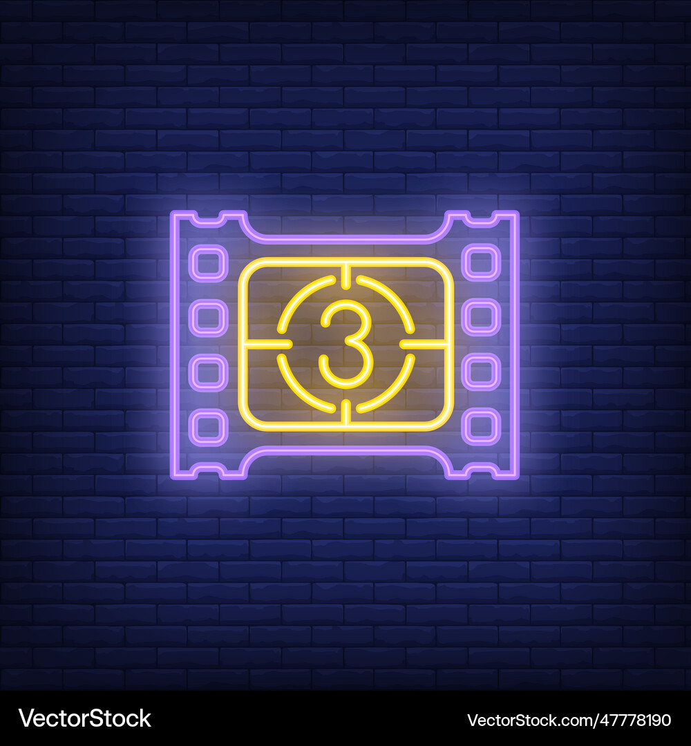 Film frame neon sign Royalty Free Vector Image