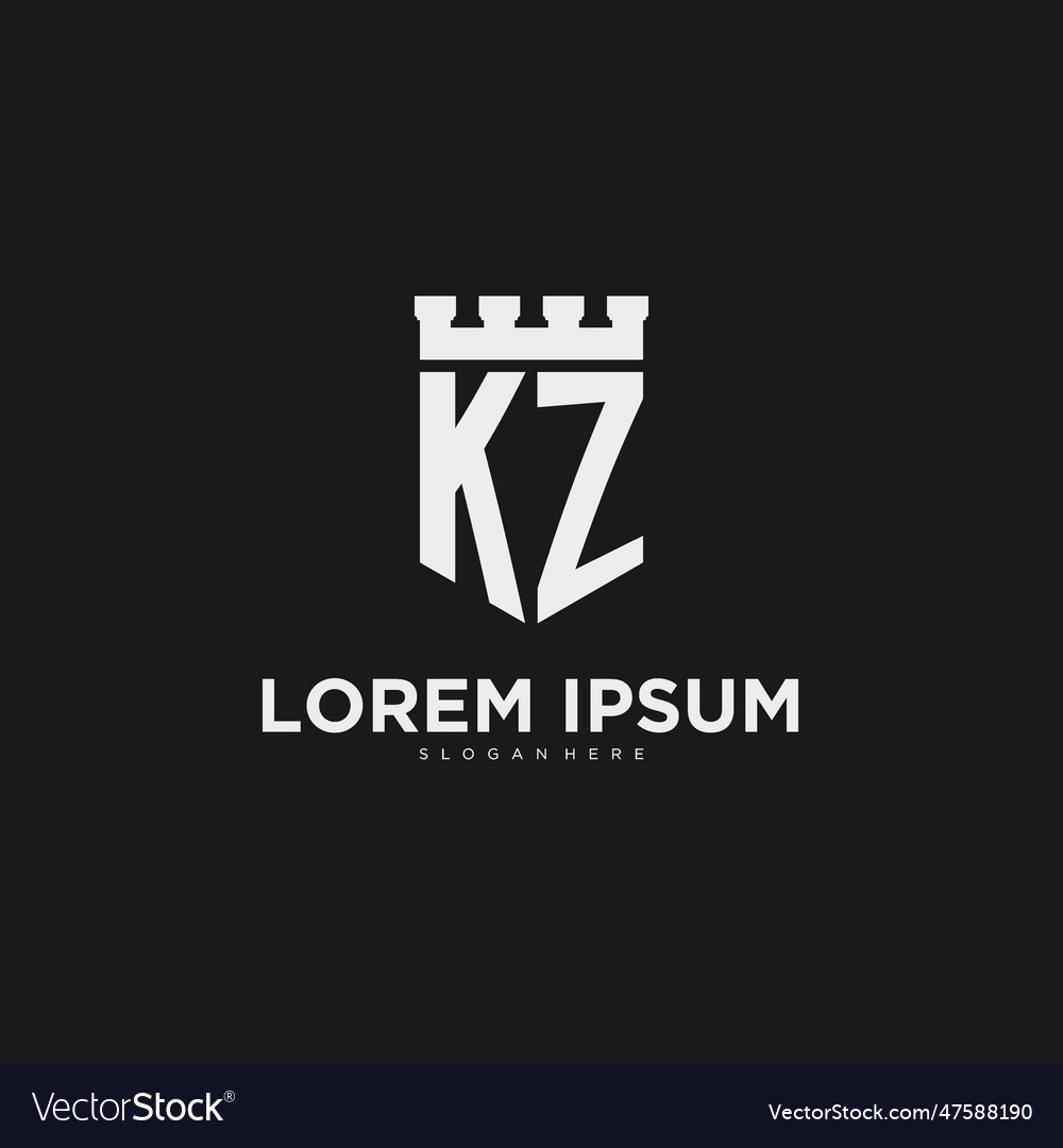 Initials kz logo monogram with shield Royalty Free Vector