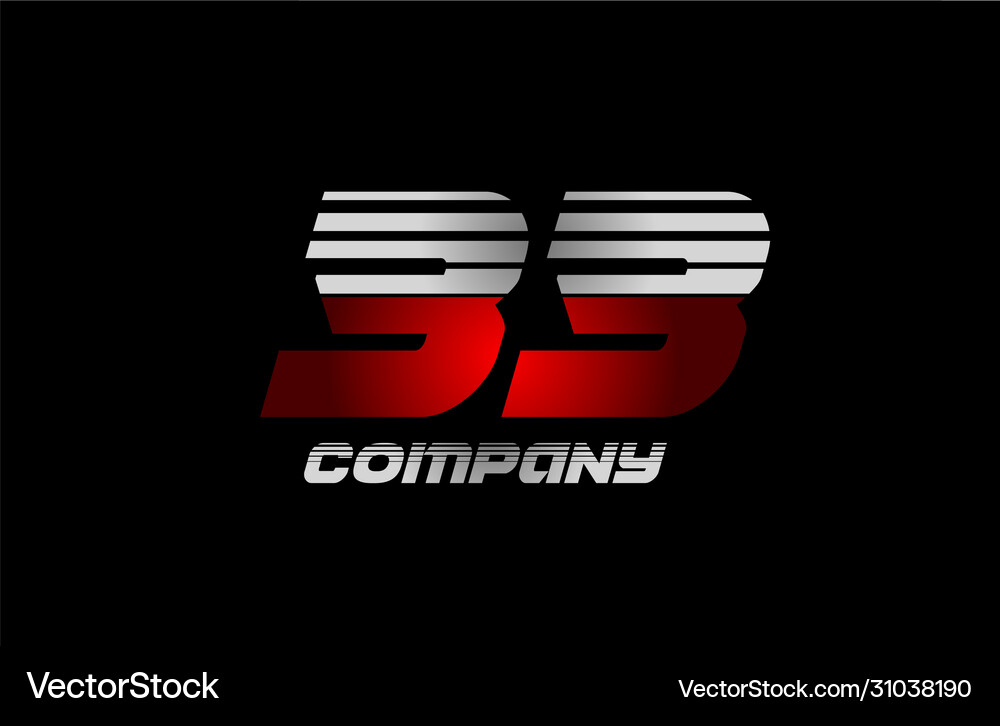 Number logo 33 red grey black icon design Vector Image