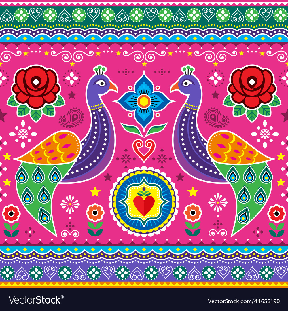 Pakistani indian truck art seamless design Vector Image Pakistani indian truck art seamless design Vector Image