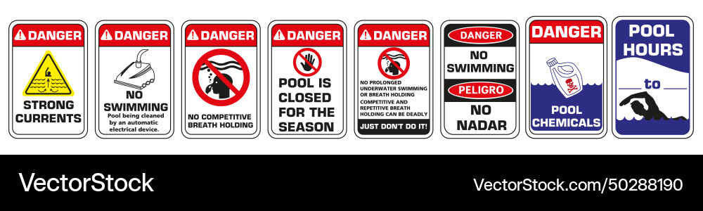Pool signs guidelines and rules of behavior Vector Image