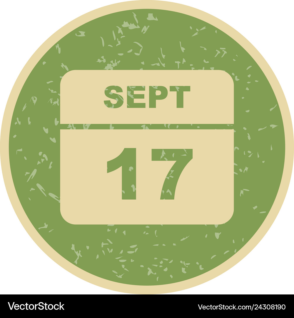 September 17th date on a single day calendar Vector Image