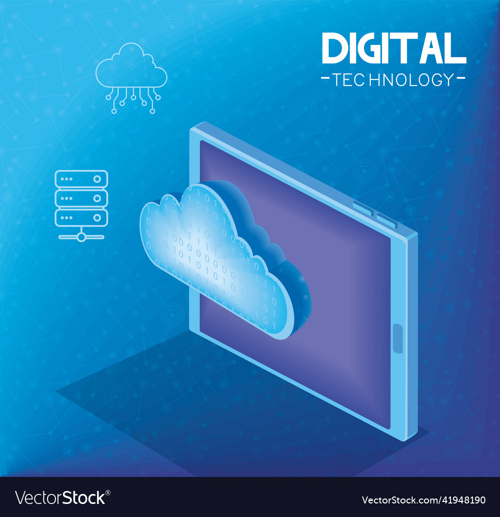 Tablet with cloud computing Royalty Free Vector Image