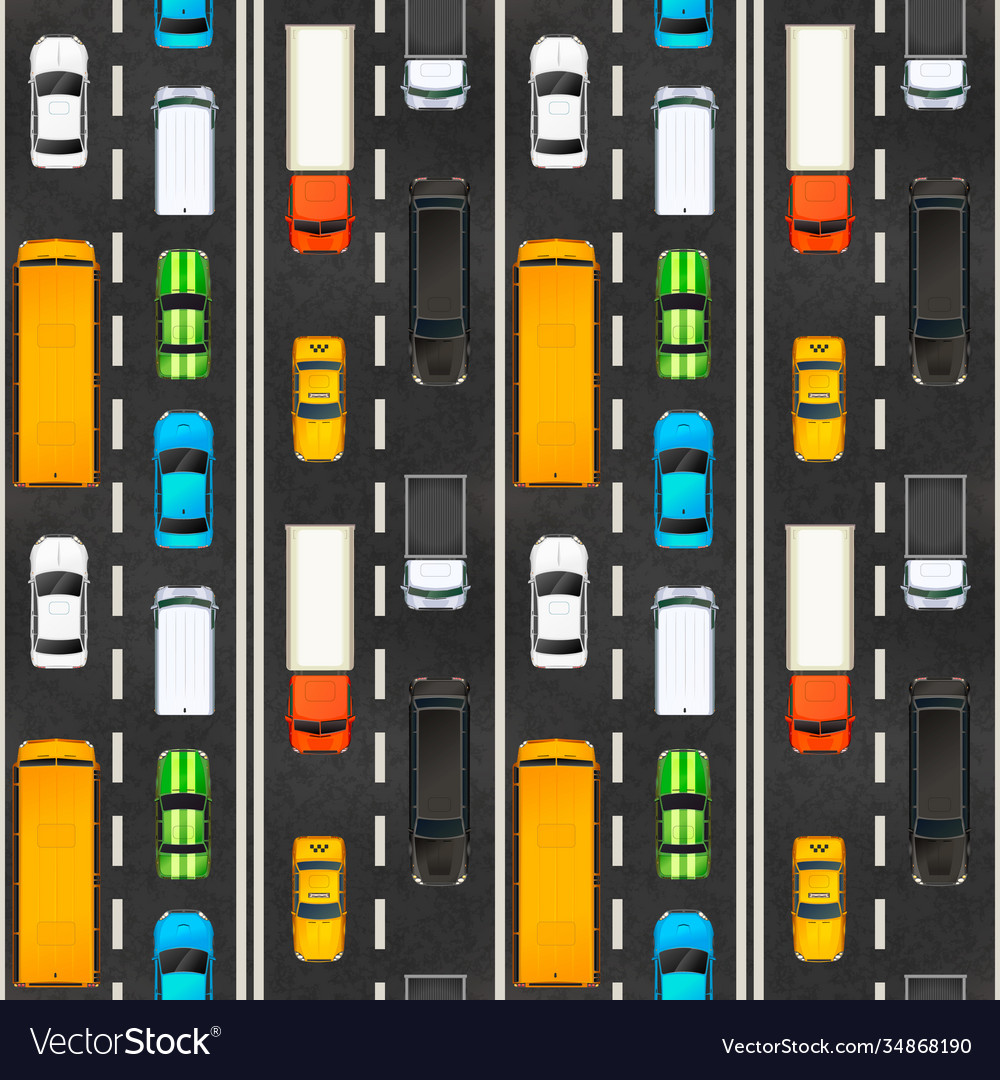 Top view traffic jam with lots realistic Vector Image
