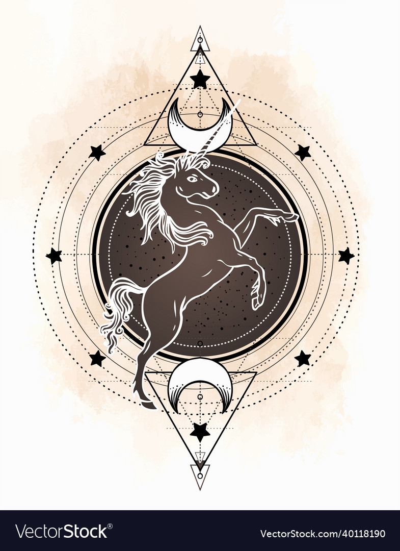 Unicorn over sacred geometry design elements Vector Image Unicorn over sacred geometry design elements Vector Image