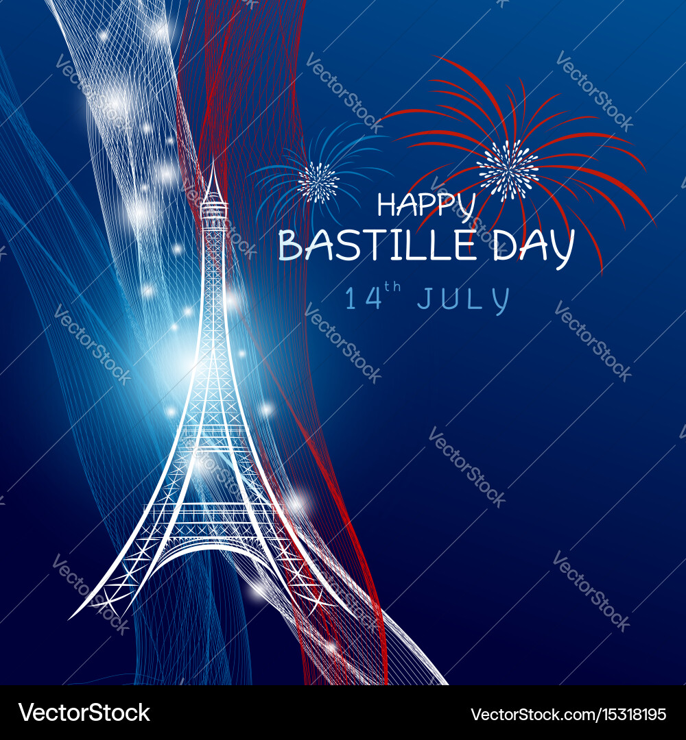 14 july bastille day paris design with firework Vector Image