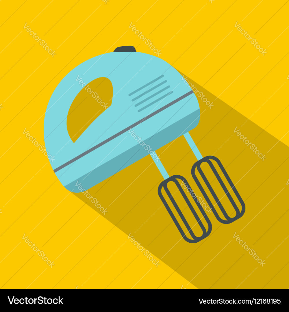 Blue electric mixer icon flat style Royalty Free Vector