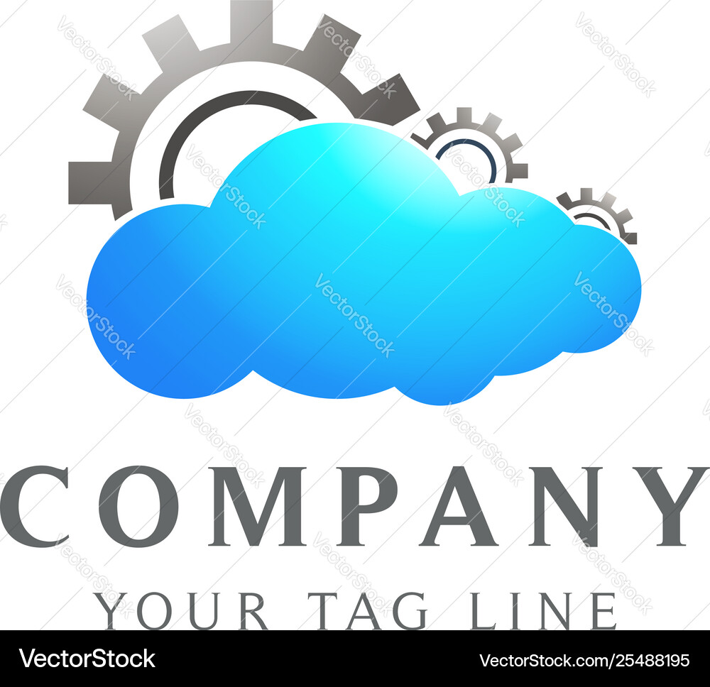 Cloud logo with three circle gears above Vector Image