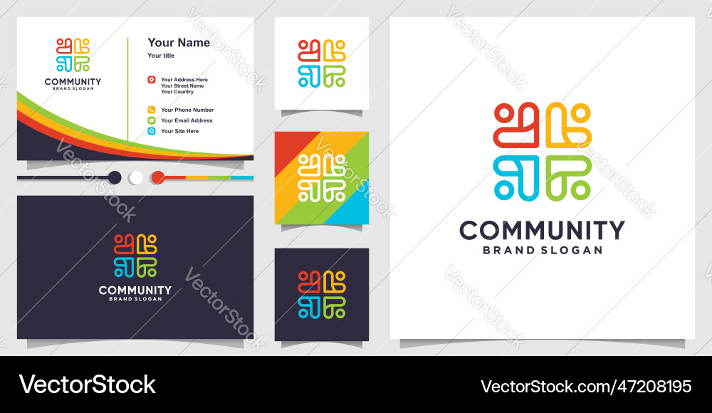 Community logo template with abstract line art Vector Image