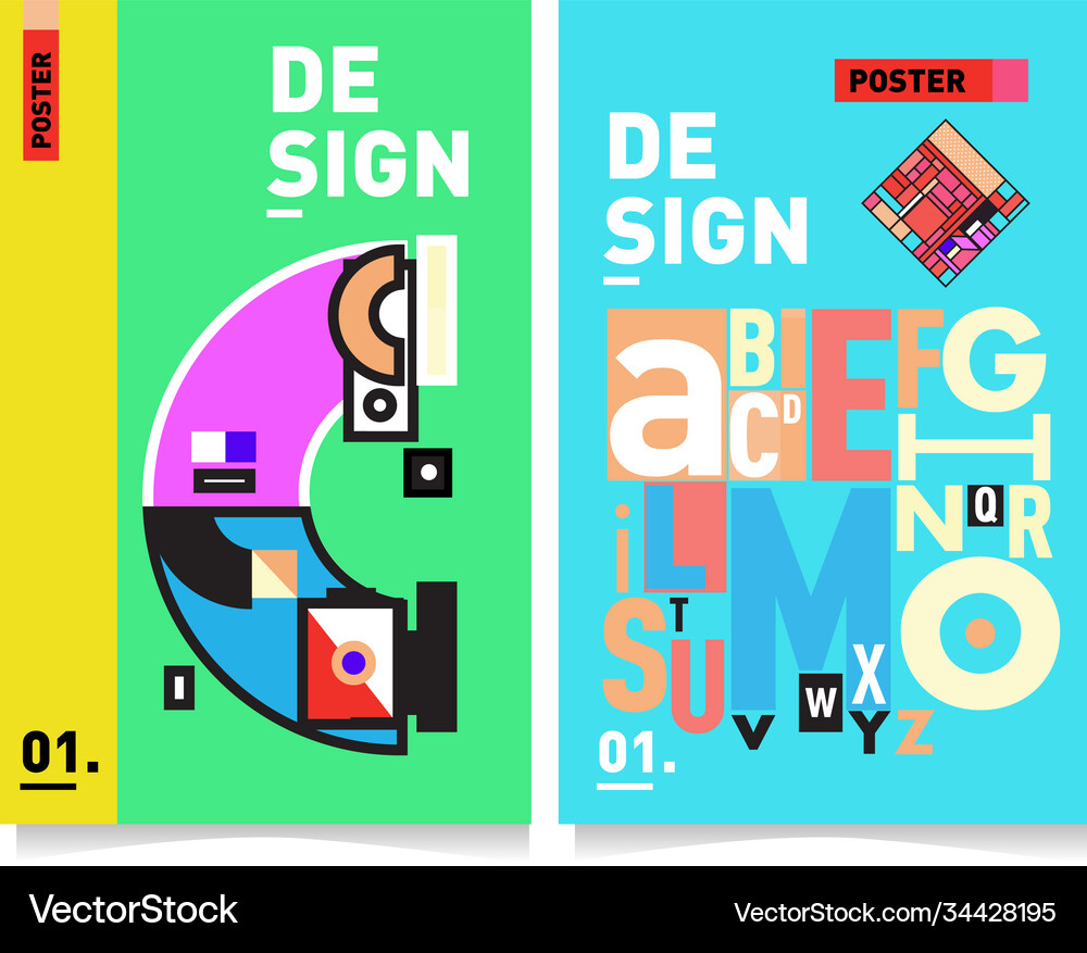 Covers design set with retro style cool geometric Vector Image
