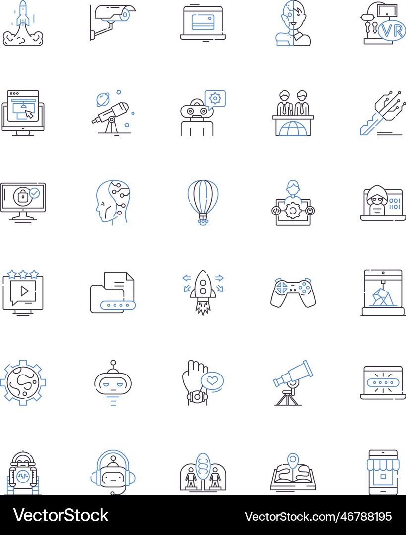 Graphic design line icons collection typography Vector Image