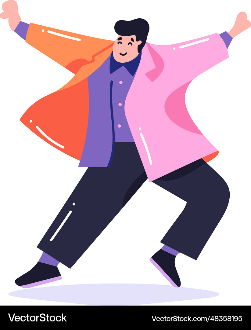 Hand drawn happy man dancing in flat style Vector Image