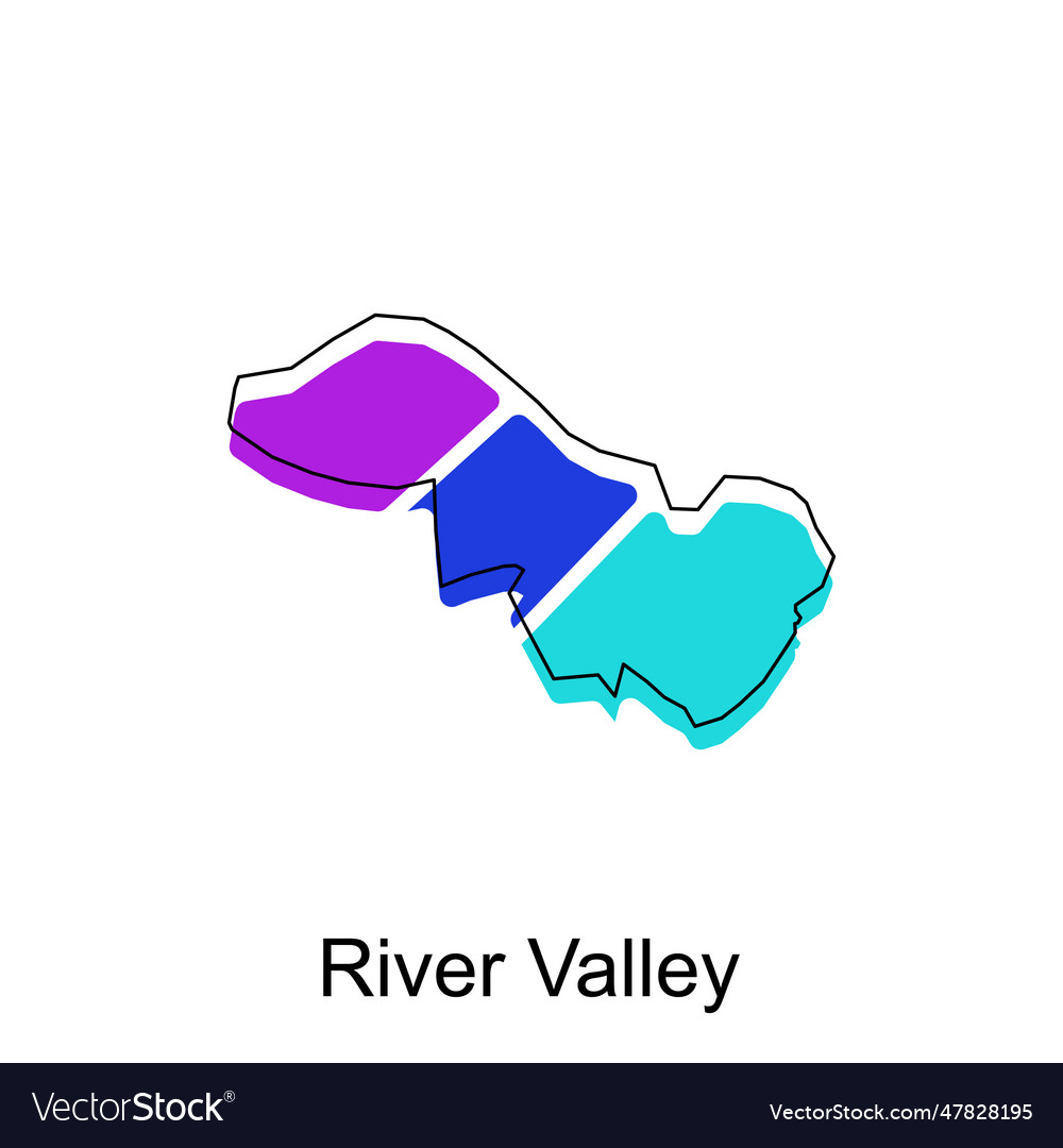Map of river valley colorful Royalty Free Vector Image
