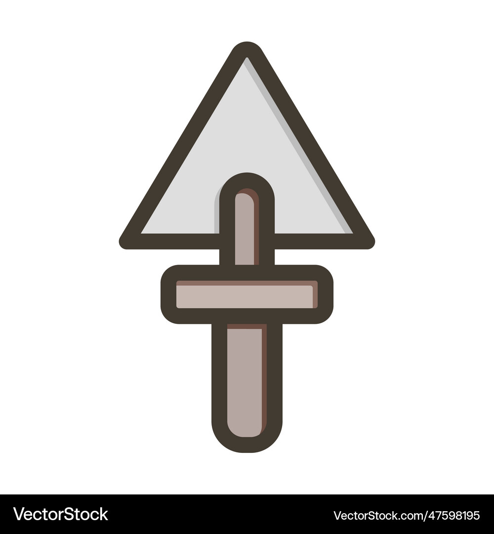 Plastering trowel thick line filled colors Vector Image
