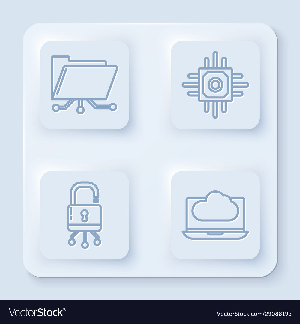 Set line folder and lock processor lock Royalty Free Vector