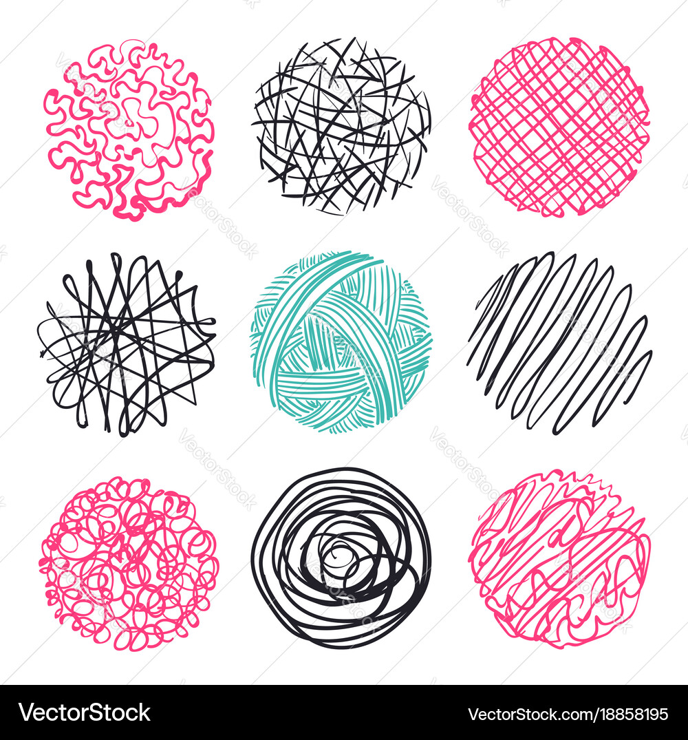 Set of hand-drawn circles elements for design Vector Image