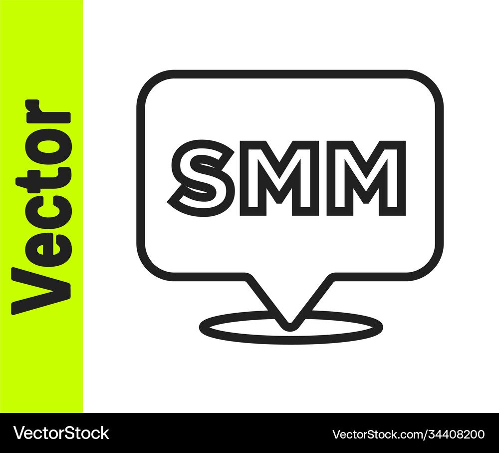 Black line smm icon isolated on white background Vector Image