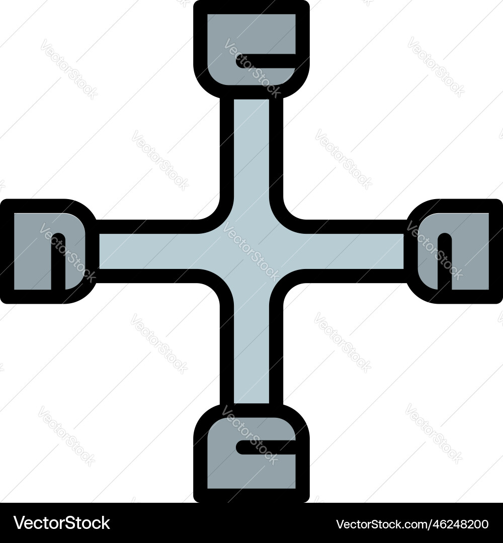Car wheel key icon outline auto part Royalty Free Vector