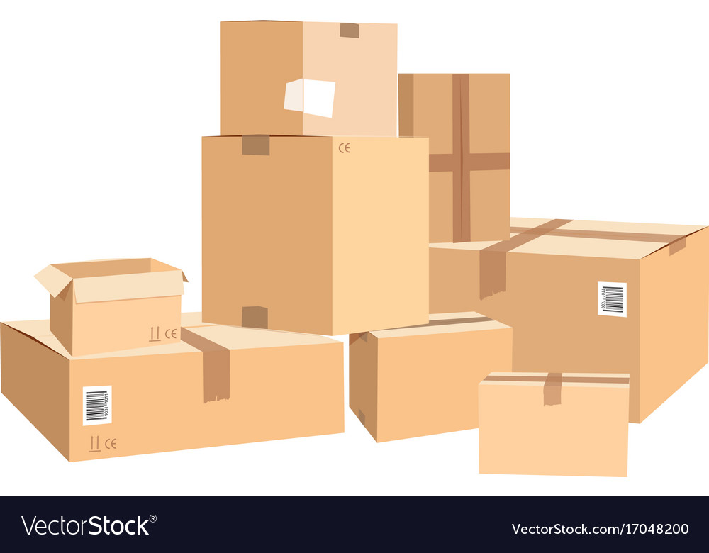 Cardboard Boxes In Different Sizes Packages Vector Image