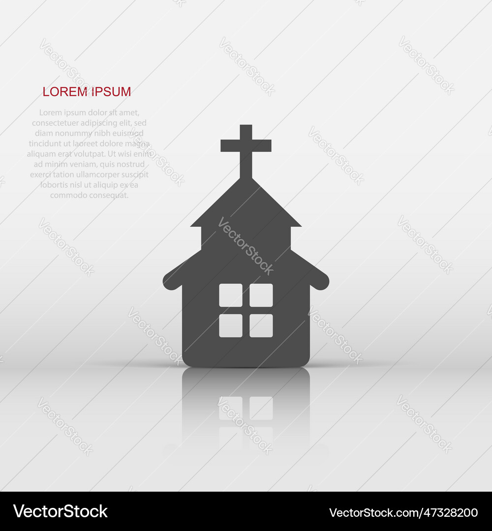 Church icon in flat style chapel on white Vector Image