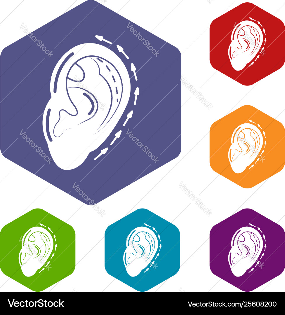 Ear reduction icons hexahedron Royalty Free Vector Image