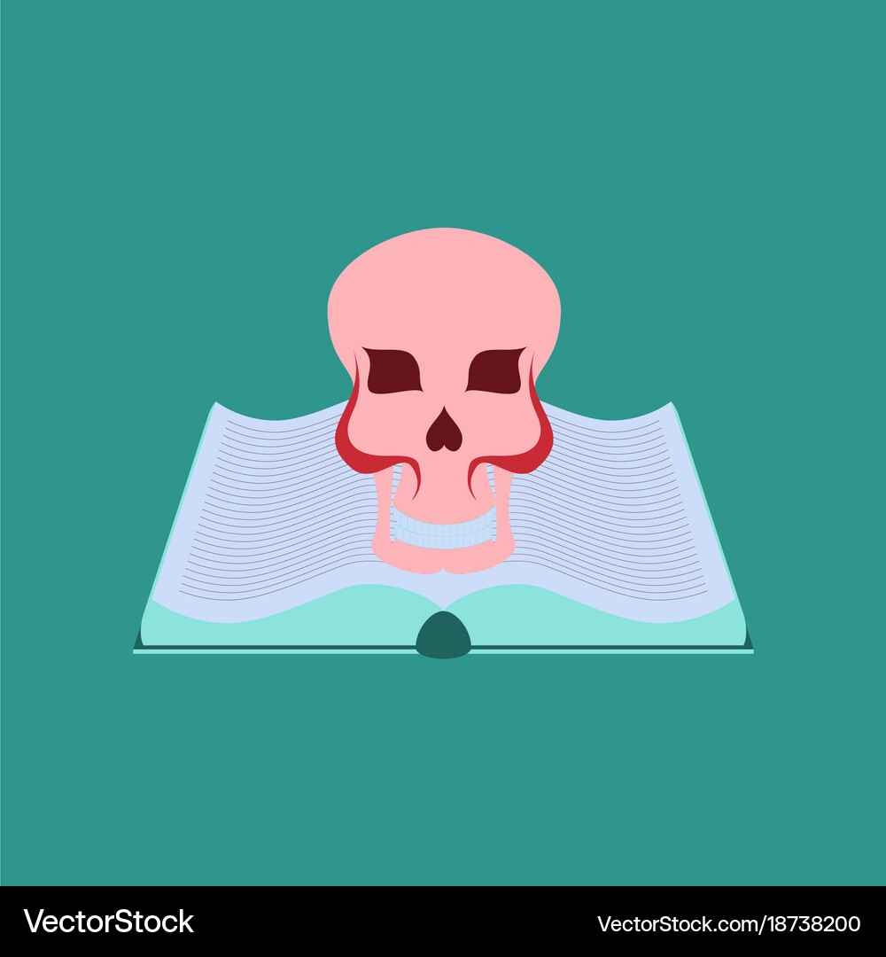 Flat on background of book skull Royalty Free Vector Image