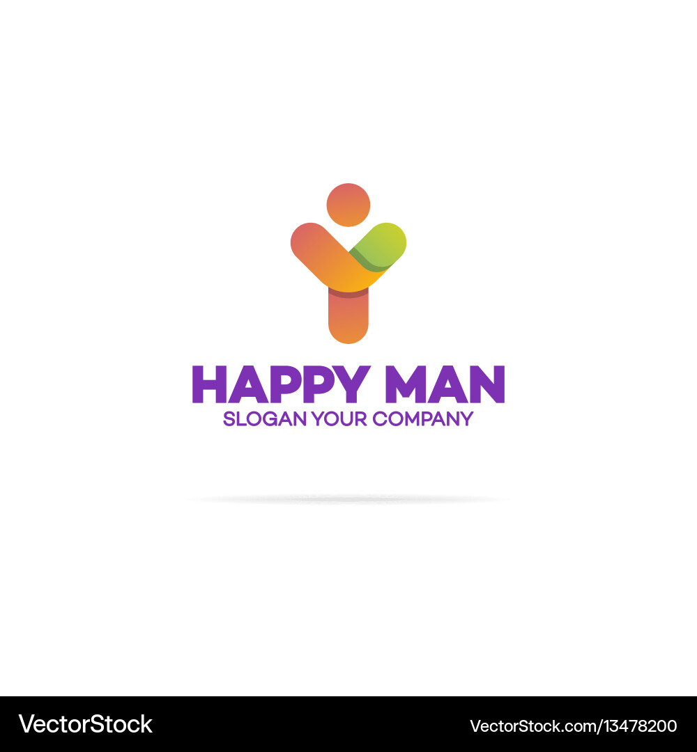 Happy human logo with silhouette man Royalty Free Vector
