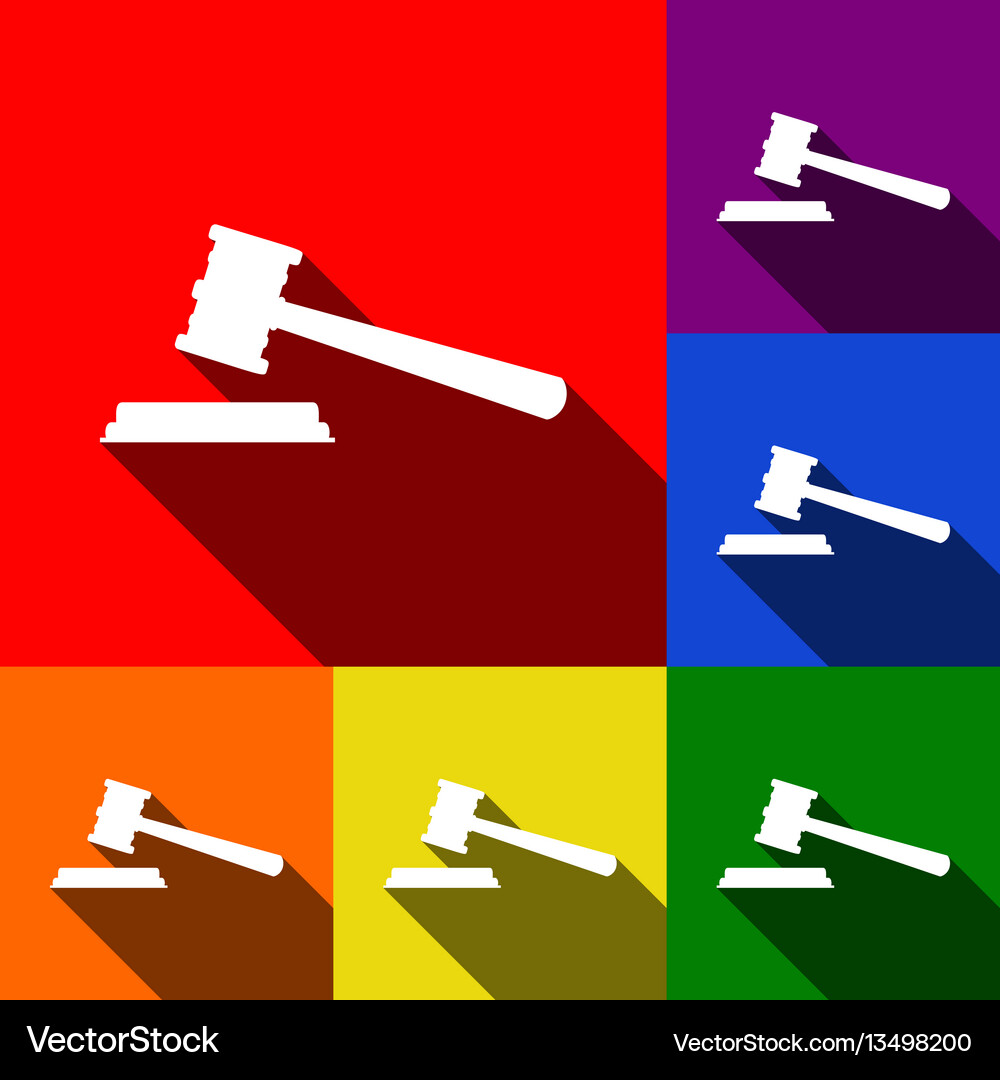 Justice hammer sign set icons Royalty Free Vector Image