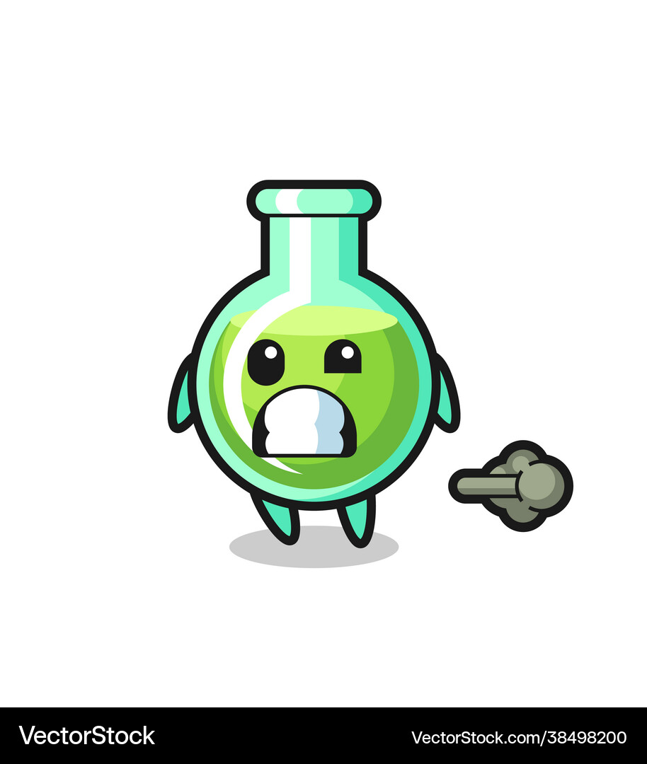 Lab beakers cartoon doing fart Royalty Free Vector Image